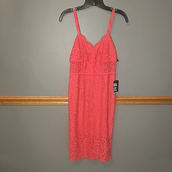 Express | Dresses | Express Vibrant Red Lace Dress | Poshmark